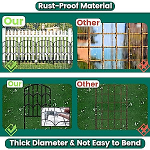Animal Barrier Fence 20 Pack,Decorative Garden Fence 23.4in(H) x 21.6ft(L) Rustproof Metal No Dig Fence,for Dog Rabbit Pet,Ground Stakes and Outdoor Yard Patio Landscape