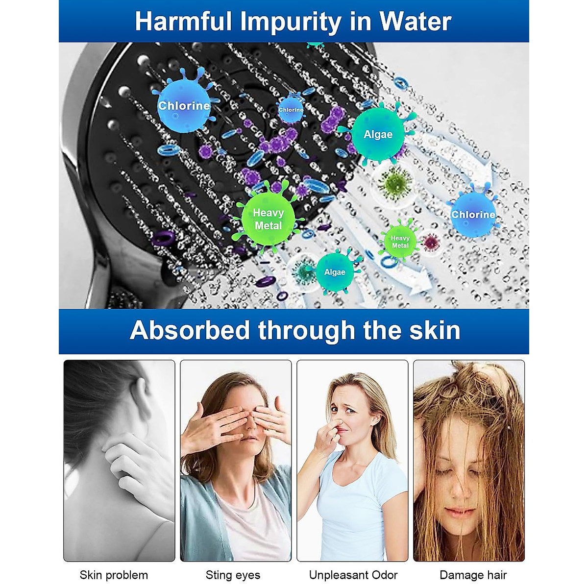 Luxsego Filter Beads fit for Filtered Shower Head, Replacement Showerhead Beans for Purifying Water, 5 oz Anion Mineral Balls Rejuvenate Dry Skin & Hair, 3 Kinds of Ionic Stones Refills Hand Shower