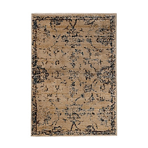 SUPERIOR Indoor Small Area Rug, Modern Farmhouse Medallion, Home Decor for Bedroom, Living Room, Kitchen, Entryway, Office, Dining, Laundry, Floor Rug, Jute Backing, Basilio Collection, 2' x 3', Teal