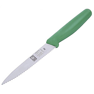 Icel Portugal Paring Knife 4-inch Serrated with Point Green Handle
