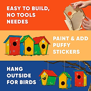 9 Wooden Birdhouses & 9 Wind Chimes -Art & Crafts for Kids Ages 4 5 6 7 8 - Kids Bulk Arts and Crafts Set with Painting Kit -DIY Wood Bird House and Windchimes Kits for Boys Girls to Build & Paint