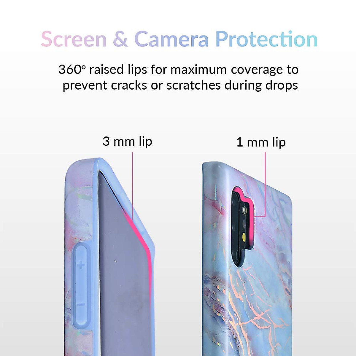 Velvet Caviar for Samsung Galaxy Note 10+ Plus Case Marble - Cute Protective Phone Cases for Women, Girls (Holographic Pink Blue)