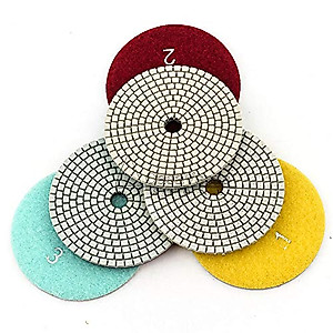 casaverde 4 Inch with 2.5mm Thickness Dry/Wet 3 Step Polishing Pads for Granite Marble Concrete Stone