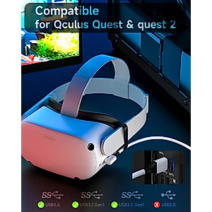 ZOOAUX Link Cable 16 FT Compatible with Meta/Oculus Quest 2 Accessories and PC/Steam VR, Fast Charing & PC Data Transfer USB C 3.2 Gen1 Cable for VR Headset and Gaming PC