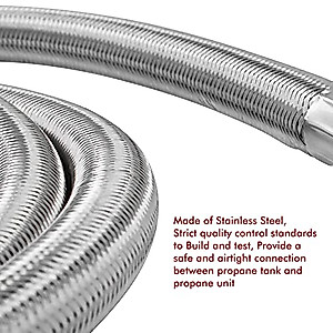 MENSI 6 Feet Propane Gas Fire Pit, Barbecue Grill, Camping Stove, Heater QCC Low Pressure Max 1/2PSI Regulator with Stainless Braided Hose with 5/8" -18UNF Female Flare End