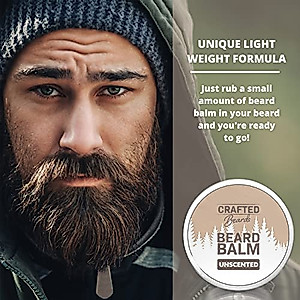 Crafted Beards - Beard Balm - Beard Wax - Mustache Wax - Light Hold - For a Softer, Smoother, Moisturized Beard - Made with All-Natural and Organic Ingredients - Leave in Conditioner (Unscented)