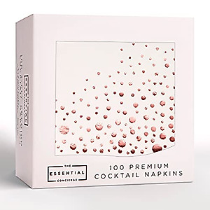 Stylish Rose Gold Napkins -Disposable Rose Gold Cocktail Napkins - 100 Rose Gold Napkins for Party - 5x5 Inch Rose Gold Napkins for Wedding - 3- Ply Rose Gold Paper Napkins- Rose Gold Dessert Napkins