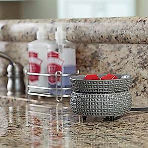 Candle Warmers Etc 2-In-1 Candle and Fragrance Warmer For Warming Scented Candles or Wax Melts and Tarts With To Freshen Room, Slate