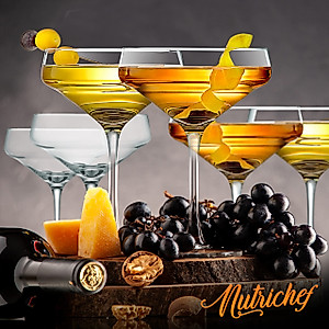 6 Sets of Crystal Martini Glass, Ultra Clear, Elegant Wine Glass, 100% Hand Blown, Dishwasher safe, Classy and Reusable Packaging