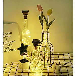 Decorman 10 Pack Solar Wine Bottle Lights 20 LEDs Waterproof Fairy Cork String Silver Wire Craft Lights for Party, Wedding, Christmas, Holiday, Garden, Patio or Table Decor