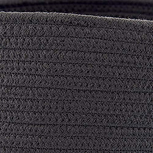 EZOWare Set of 3 Small Nursery Round Cotton Rope Knit Basket Cubes, Woven Storage Organizer Bins for Changing Table, Kids Baby Closets, Room Decor, Dog Cat Toys, Towels, Gift Baskets Empty - Black