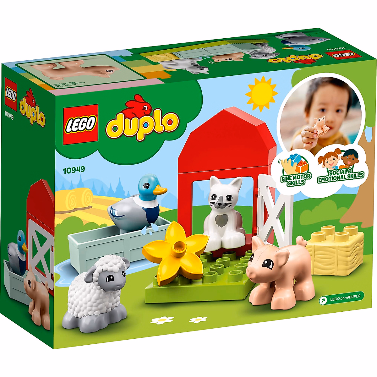 LEGO DUPLO Town Farm Animal Care 10949 Toy for Toddlers, Girls and Boys 2 Plus Years Old with Duck, Pig, Sheep & Cat Figures, Early Development Toys