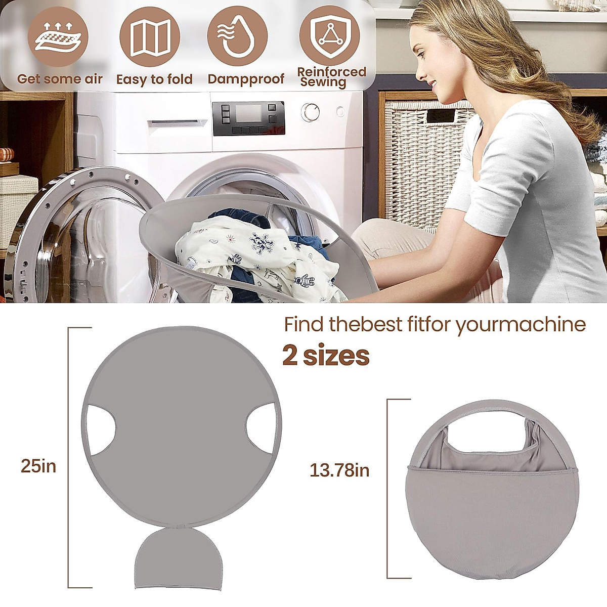 ZIMUHENAI 26" Collapsible Laundry Basket, Larger Popup Laundry Basket for Dryer, Portable Laundry Hamper for Clothes Storage and Easy to Use(Grey)