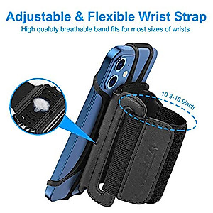 VUP Wristband Phone Holder, 360° Rotatable Forearm Armband for iPhone 14/13/Pro Max/Pro/Mini/12/11/SE 2020/Xs/XR/X/8/7/Plus, Fits All 4-6.7 Inch Smartphones, Great for Hiking Biking Running (Black)