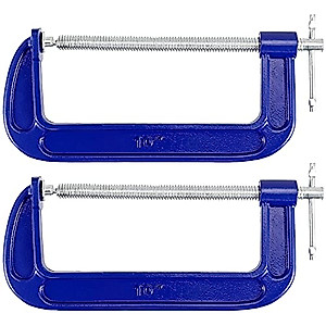 MUKLEI 2 Pack 10 Inch C-Clamp, Malleable Iron C-Clamp, Heavy Duty C-Clamp T-Bar Handle for Woodworking, Metalworking, 9 Inch Max Jaw Opening, 3.7 Inches Throat Depth