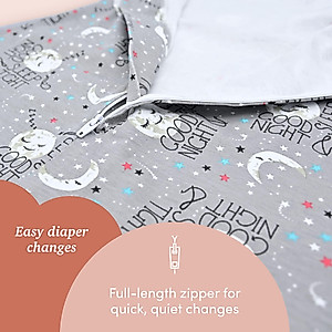 SleepingBaby Zipadee-Zip Transition Swaddle and Snuggle Strap Bundle - Baby Swaddling Blanket with Zipper - Wearable Blanket - Goodnight Moon, Small (4-8 Month)