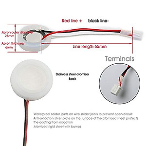 ToToT 2-Pack 20mm Ultrasonic Mist Maker Fogger Ceramics Discs with Wire and Sealing Ring