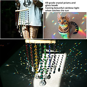 Hanging Crystal Prism Suncatcher Window Garden Decoration Ornament Rainbow Glass Beads Chain Pendant Crystal Wind Chimes