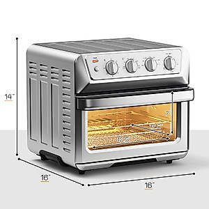 GOFLAME Convection Toaster Oven Air Fryer 7-in-1, 21.5 QT Airfryer Toaster Oven Combo Recipe, 4 Accessories Pull-out Crumb Tray, Air Fry Basket & Baking Tray Rack