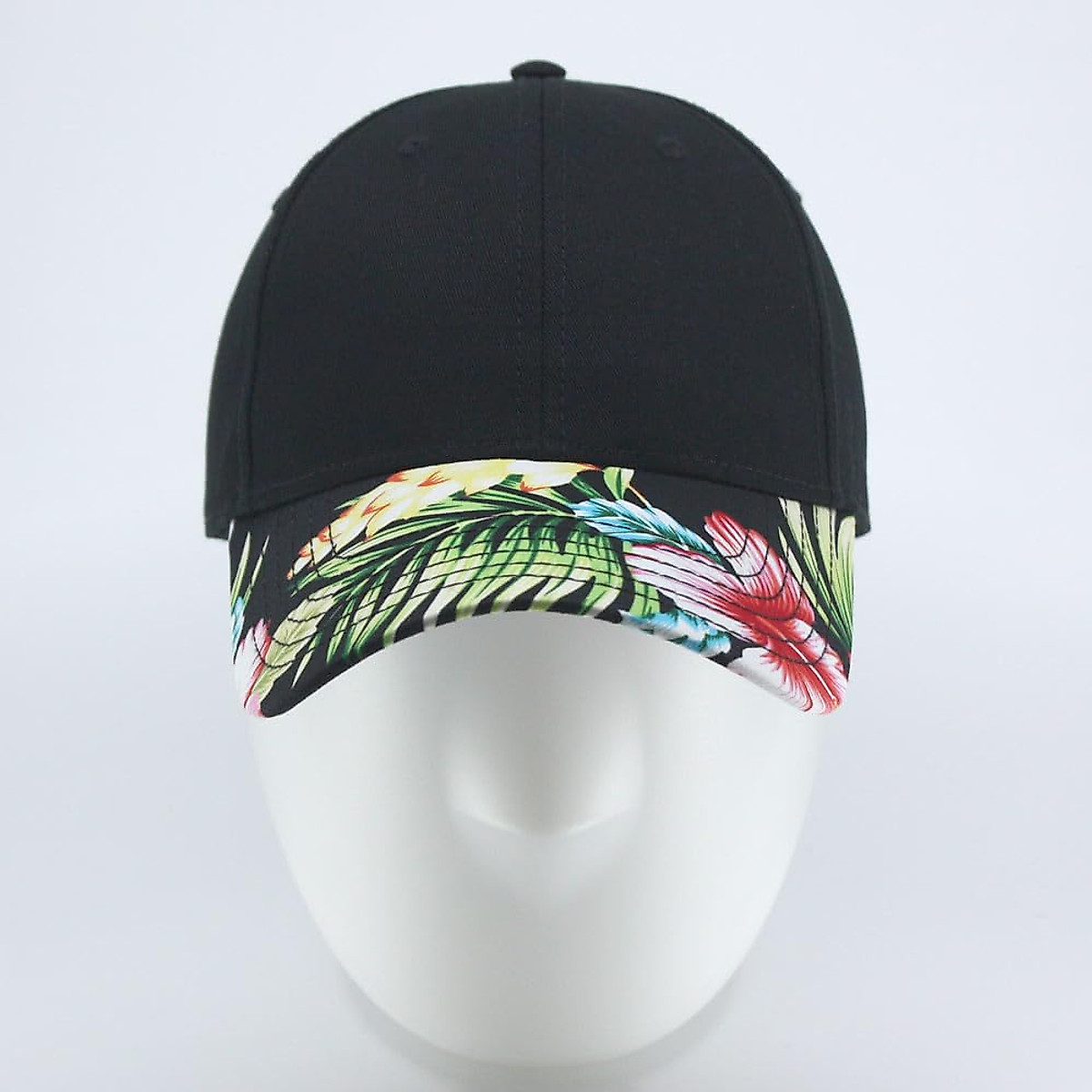 Premium Floral Hawaiian Cotton Twill Adjustable Snapback Hats Baseball Caps (Hawaiian/Black/Black)