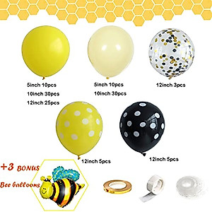Yellow White Balloons Garland Kit with Bee Foil Balloons, for Bee Themed Baby Shower Honey Birthday What Will It Gender Reveal Birthday Party Decorations Supplies