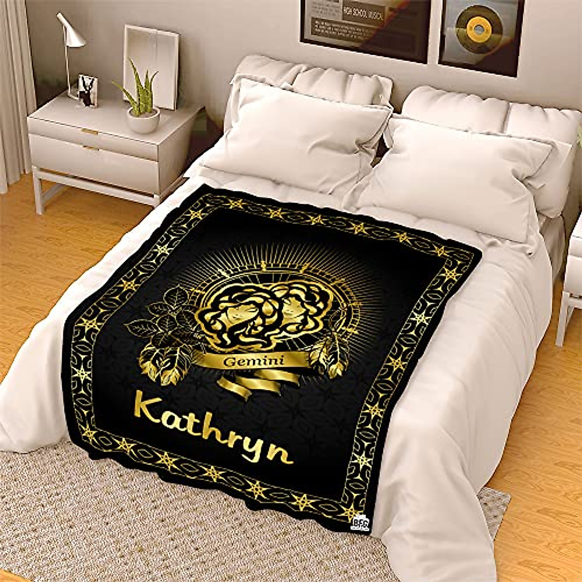 Gemini Blanket, Customized Zodiac Blanket, with Custom Names, Horoscope Design, for Friends and Family, Birthday, Christmas, House Warming Gift, Super Soft and Warm Blanket