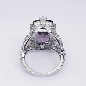 Luxury Fashion Rectangular Natural Amethyst Princess Ring in 925 Silver Openwork Square Perfect Cut Purple Gemstone Cubic Zirconia Ring CZ Eternity Engagement Wedding Ring Women's Sizes 6-10 582 (9)