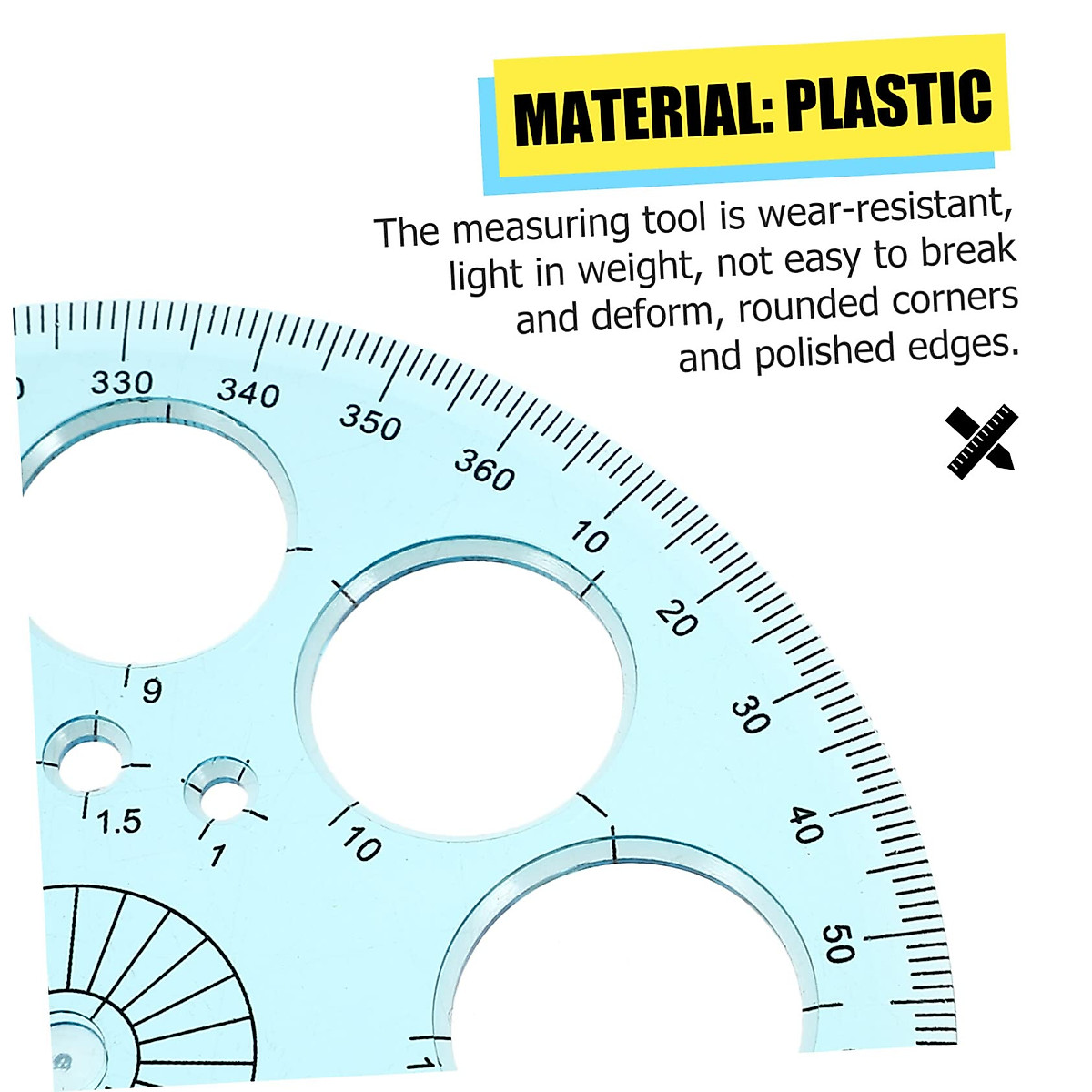 MAGICLULU 1 Set Drawing Ruler Clear Measuring Mathematics Measuring Ruler Clear Graphic Design Ruler Mathematics Measuring Circle Scale Ruler Plastic Multifunction Student Tape Measure