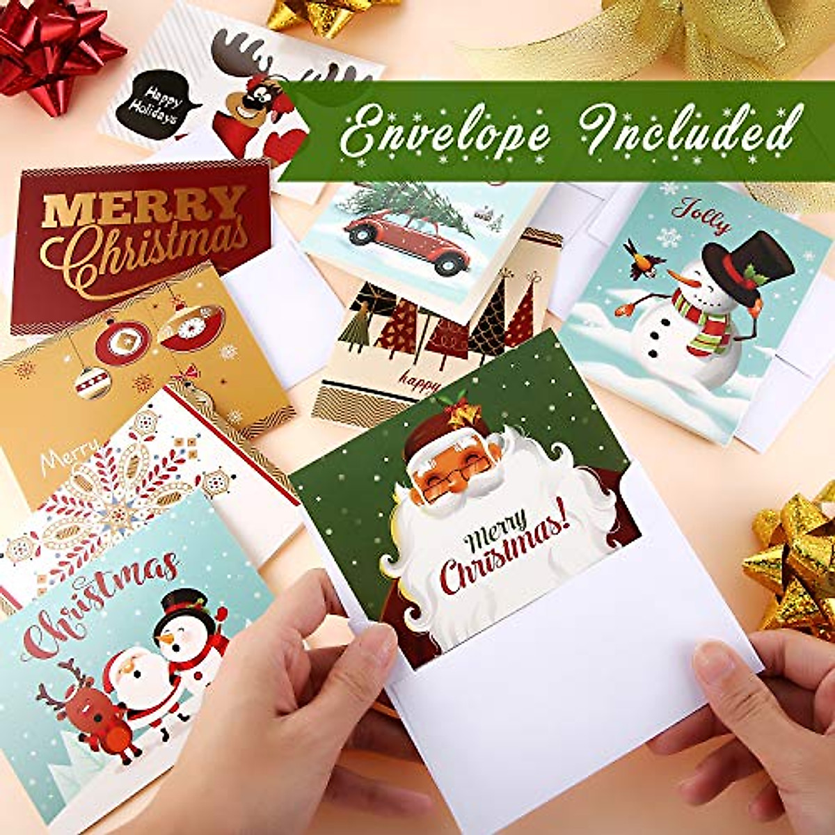 Outus Set of 36 Christmas Greeting Cards with Envelopes, 9 Merry Christmas Designs Note Cards Christmas Cards Assortment