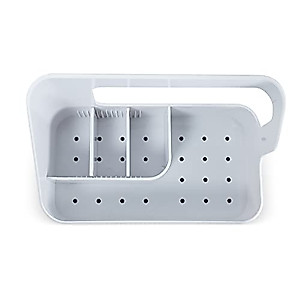 Cheer Collection Toiletry Organizer and Sponge Caddy, Countertop Organizer for Kitchen and Bathroom Sink with Removable Dividers and Drain Tray