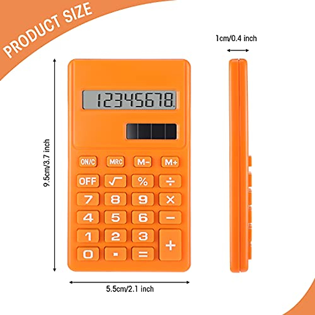 3 Pieces Mini Digital Desktop Calculator with 8-Digit LCD Display Standard Function Electronic Pocket Size Calculator for School, Office and Home, Blue Orange Green
