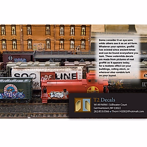 N Scale 1:160 Graffiti Waterslide Decals 2-Pack Set #11 - Weather Your Rolling Stock & Structures!