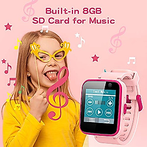 AGPTEK Kids Smart Watch for 3-12 Years Old, Kid Smartwatches with HD Dual Camera, Touchscreen, Educational Games, Music Player, Toddler Watch Learning Toys Birthday for Girls