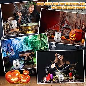 Geiserailie 4 Pieces Witch's Brew Halloween Wine Tumbler 12 oz Gift Mug Witch Room Decor for Witchcraft Women, Double Wall Vacuum Insulated Stainless Steel Coffee Mug with Lid Straw Brush