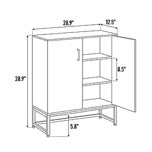MAISON ARTS Modern Buffet Cabinet with Storage, Sideboard Storage Cabinet with 2 Doors for Living Room, Kitchen, Entryway, Hallway, 28 Inch, White