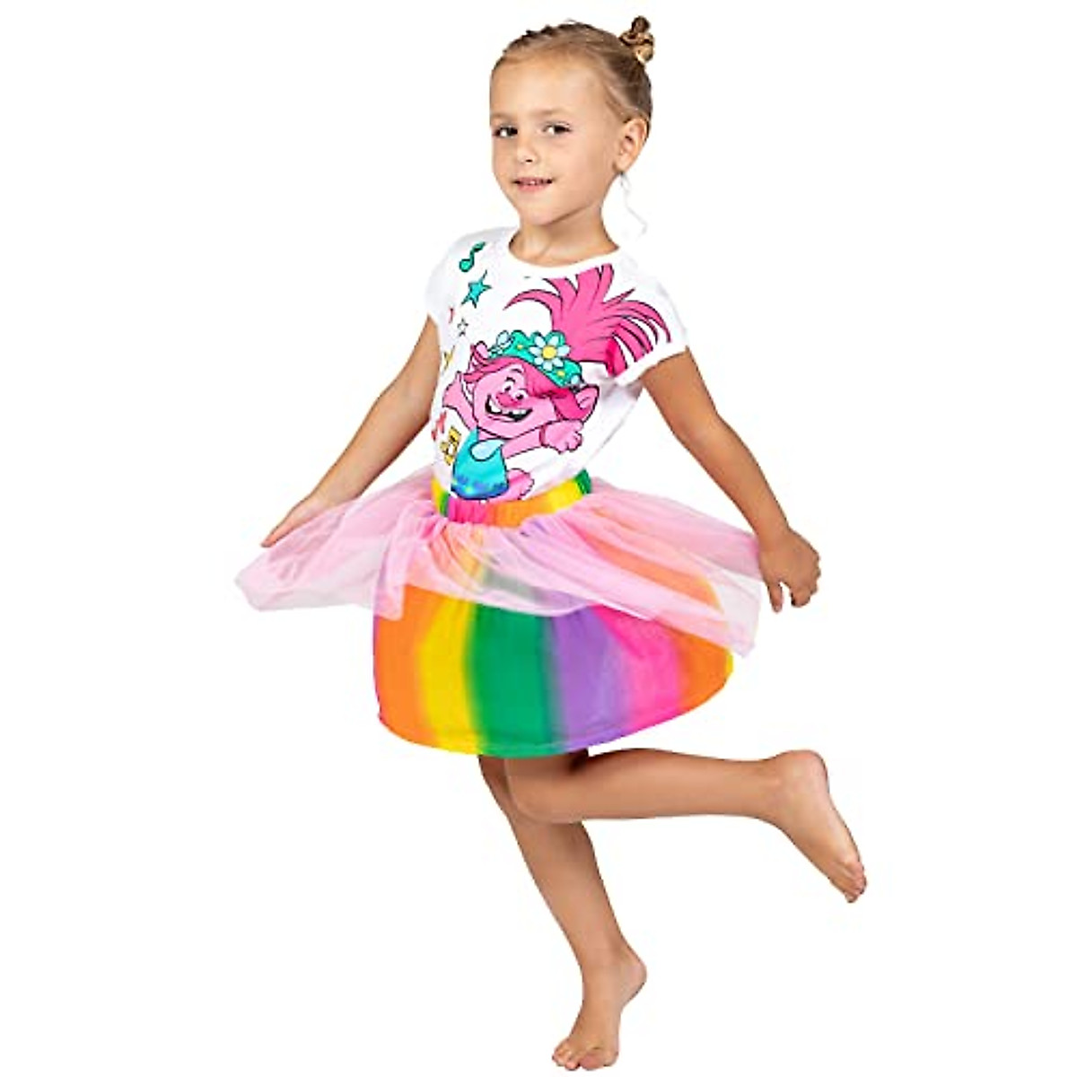 DreamWorks Trolls Poppy Infant Baby Girls Short Sleeve T-Shirt Tutu Skirt Set White 18 Months