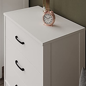 Panana 2/3/4 Drawer Dresser, Chest of Drawers Wooden Storage Dresser Cabinet Bedroom Furniture (White, 3 Drawer)