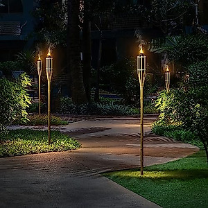 Matney Bamboo Torches for Outside Mosquitos Repellent - Decorative Garden & Backyard Lights - Mosquito Torches Outdoor - Oil Lamp for Citronella - Flame Lasts Over 8 Hours - 4 Feet Tall - (12 Pack)