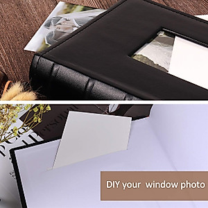 RECUTMS Photo Picture Album 4x6 300 Photos,Small Capacity Premium Leather Cover Wedding Family Photo Albums Holds 300 Horizontal Photos(Black)