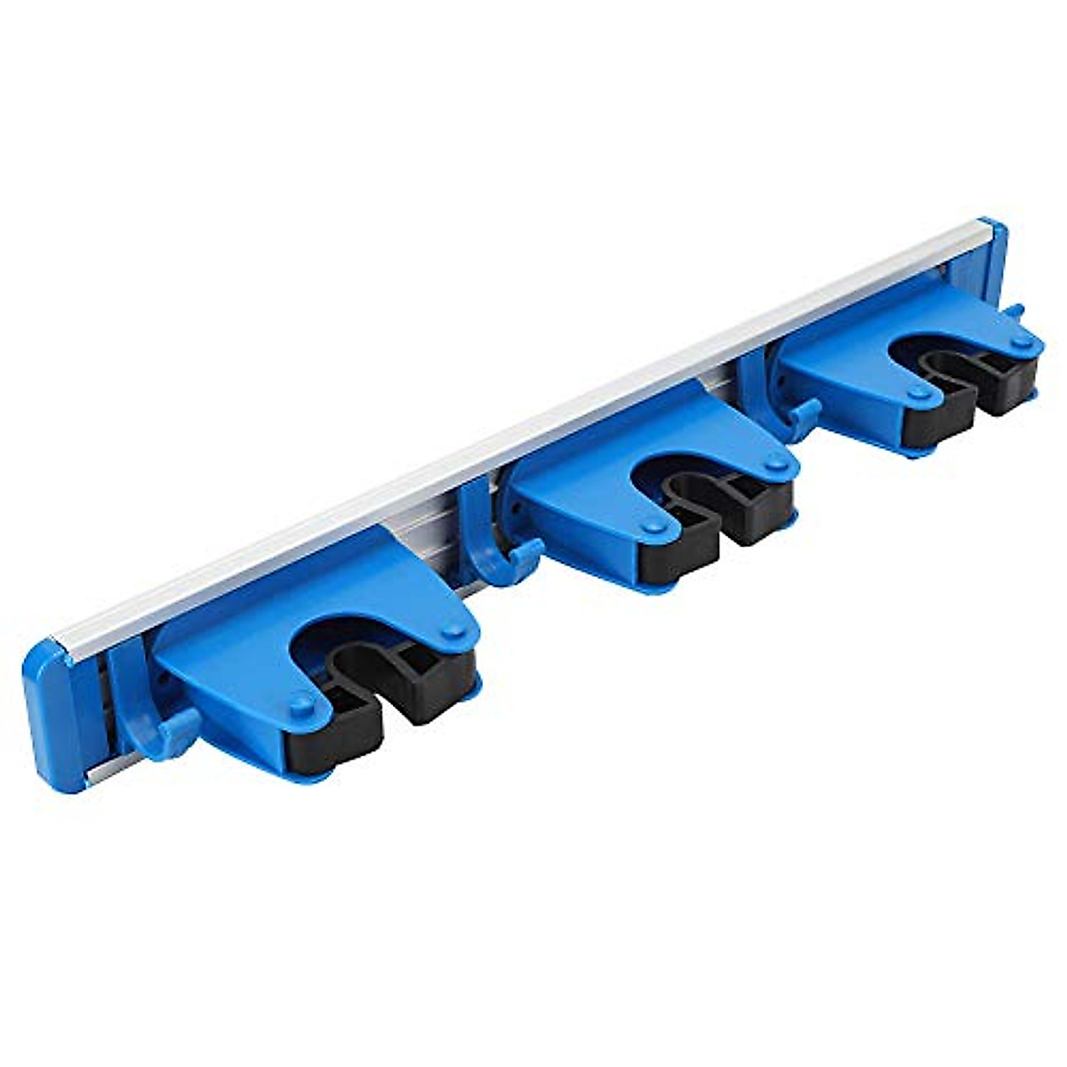 Oumefar Mop Broom Holder Wall Mounted Organizer with 3 Sliding Positions Tool Rack Broom Tool Storage Utility Holder for Kitchen Bathrooms Laundry