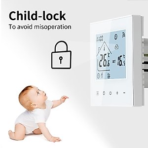 MincoHome Smart Thermostat 16A Save Energy Underfloor Heating Temperature Controller WiFi Voice App Connect Compatible Amazon Alexa, Google Assistant (White for Electric Heating)
