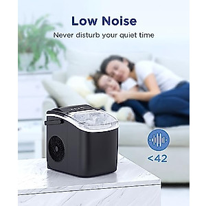 COWSAR Portable Countertop Ice Maker Machine with Self-Cleaning, 26.5lbs/24Hrs, 6 Mins/9 Pcs Bullet Ice, Ice Scoop and Basket, Handheld Ice Maker for Kitchen/Home/Office/Party