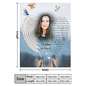 D-Story Custom Memorial Throw Blanket - in Loving Memory Photo Blanket for Loss of Mom Dad Grandma Son Daughter - Remembrance Gifts - Personalized Memorial Gift