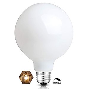 OMAYKEY 12W Dimmable Large LED Globe Bulb 85W Equivalent 850 Lumens, 2700K Warm White E26 Medium Base, Vintage Edison G125 Large Globe Milky Glass LED Filament Light Bulb, Deep Dimming Version