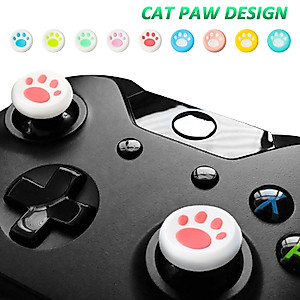 Sumind 20 Pieces Cute Cat Claw Design Thumb Grip Caps Replacement Paw Thumb Grips Analog Stick Cover Joystick Cap Soft Silicone Cover Compatible with PS5 PS4 PS3 PS2 Xbox 360 Xbox One Controllers