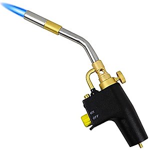 High Intensity Propane Torch Head, Trigger Start Mapp/Map Gas Torch with Self Ignition & Brass Knob, Pencil Flame Welding Torch Fuel by MAPP, MAP/PRO and Propane gas（CSA Certified )