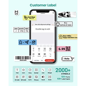 Phomemo D30 Label Maker Tape Black on White Sticker Thermal Paper Self-Adhesive Label Tape, 12 x 40mm ( 3/8" x 1 1/2") 160 Tapes/Roll, 3-Roll