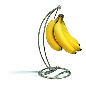 Spectrum Diversified Pantry Works Hanger Produce Saver Banana Holder & Kitchen Décor, Kitchen Countertop Fruit Tree & Hanging Fresh Food Storage, small, Satin Nickel