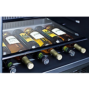 Summit SPR627OS Outdoor Built-In Undercounter All-Refrigerator with Glass Shelves and Lock, 24", Stainless Steel/Black