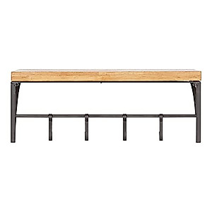 Kate and Laurel Ozias Farmhouse Shelf with Hooks, 24 x 9, Rustic Brown and Black, Sopisticated Coat Rack and Shelf for Storage and Display